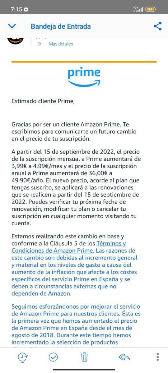 Amazon subirá el precio de Prime en España casi un 39% a partir de ...