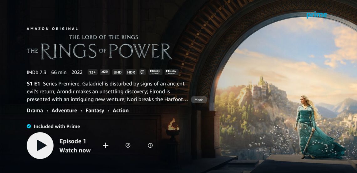 Amazon Prime Video se rinde a Dolby Vision: "Los Anillos de Poder" ya ...