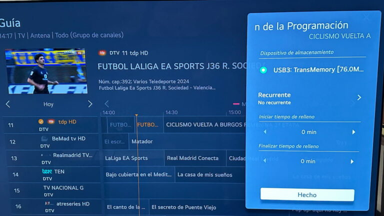 Cómo grabar un canal de la TDT en tu televisor LG con webOS